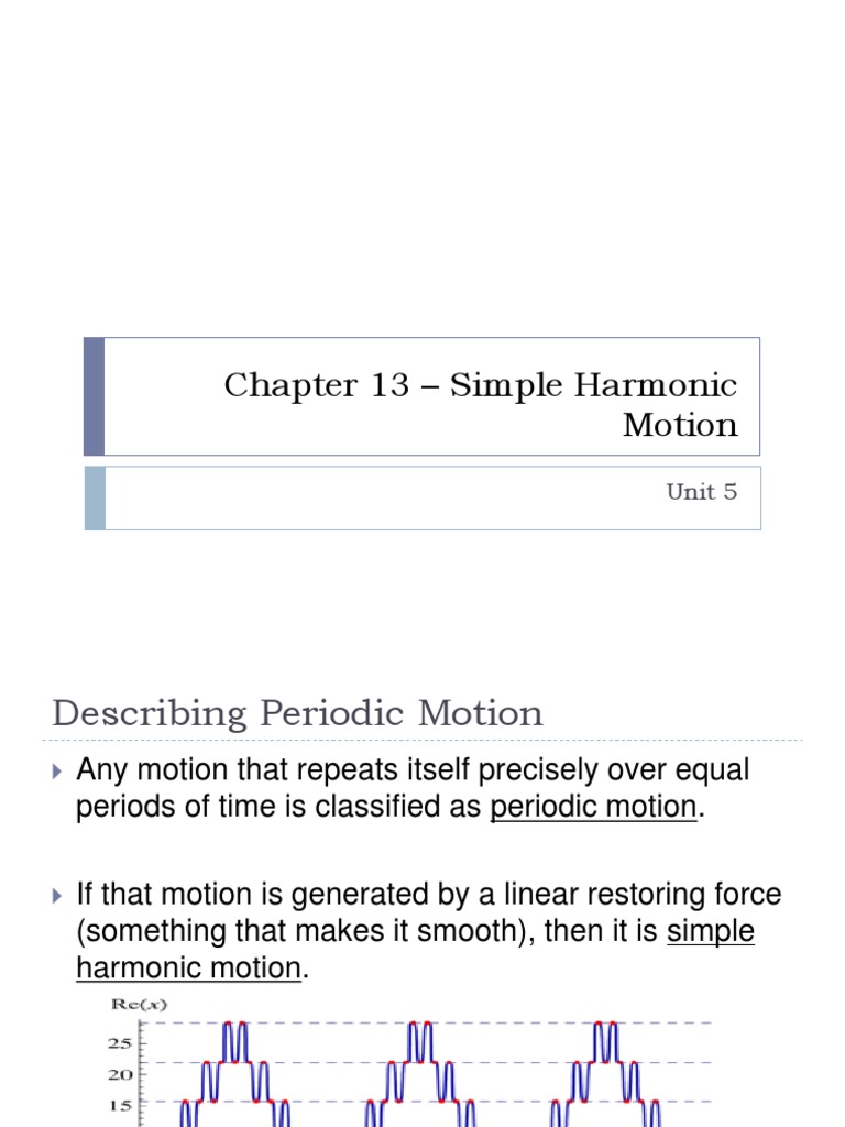 Chapter 13 - Simple Harmonic Motion | PDF | Pendulum | Mass