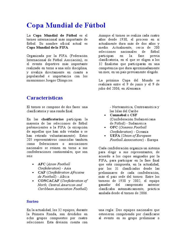 Fases Y Duración Del Mundial De Fútbol Pdf Asociación De Futbol Fifa
