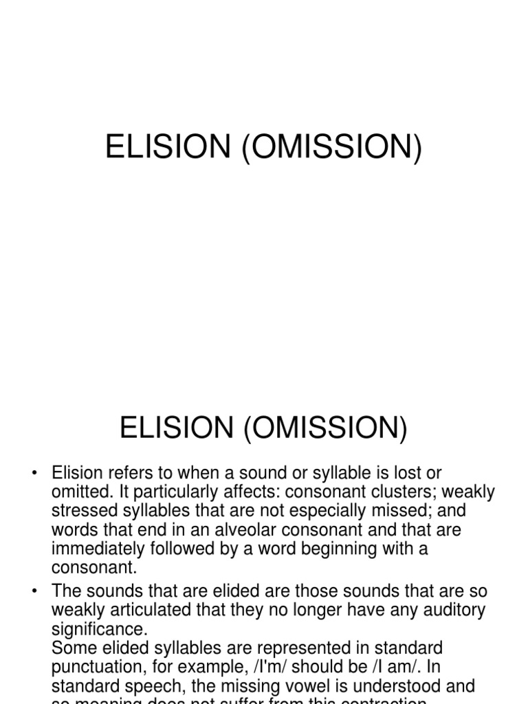 Elision (Omission) | PDF | Human Communication | Phonology