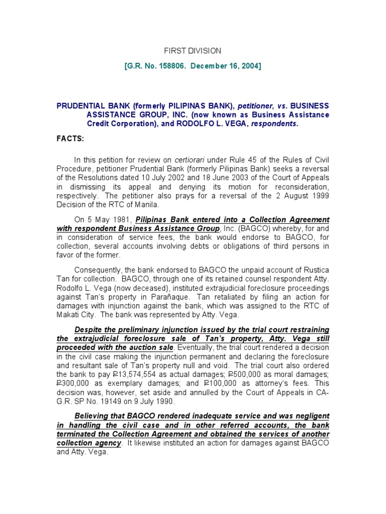 Prudential Bank vs. BAG | PDF