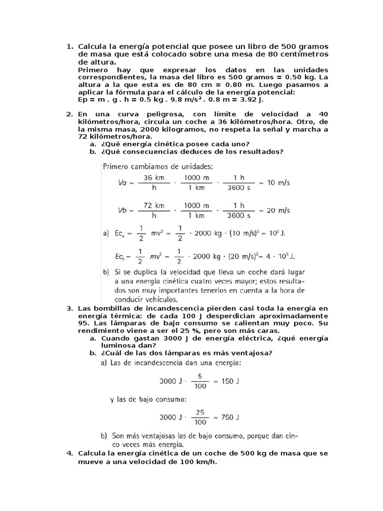 Ejercicios Resueltos de Energia Potencial y Cinetica | PDF