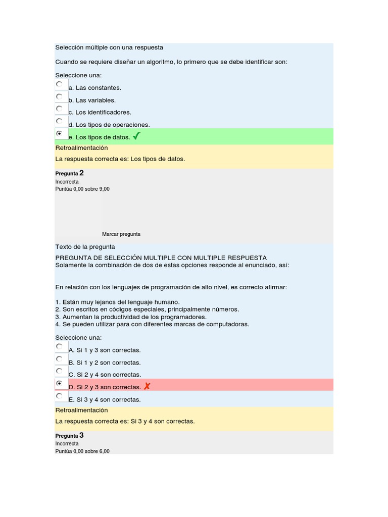 Quiz 1 Respuestas Programacion Ic | PDF | Lenguaje de programación | Programación de computadoras