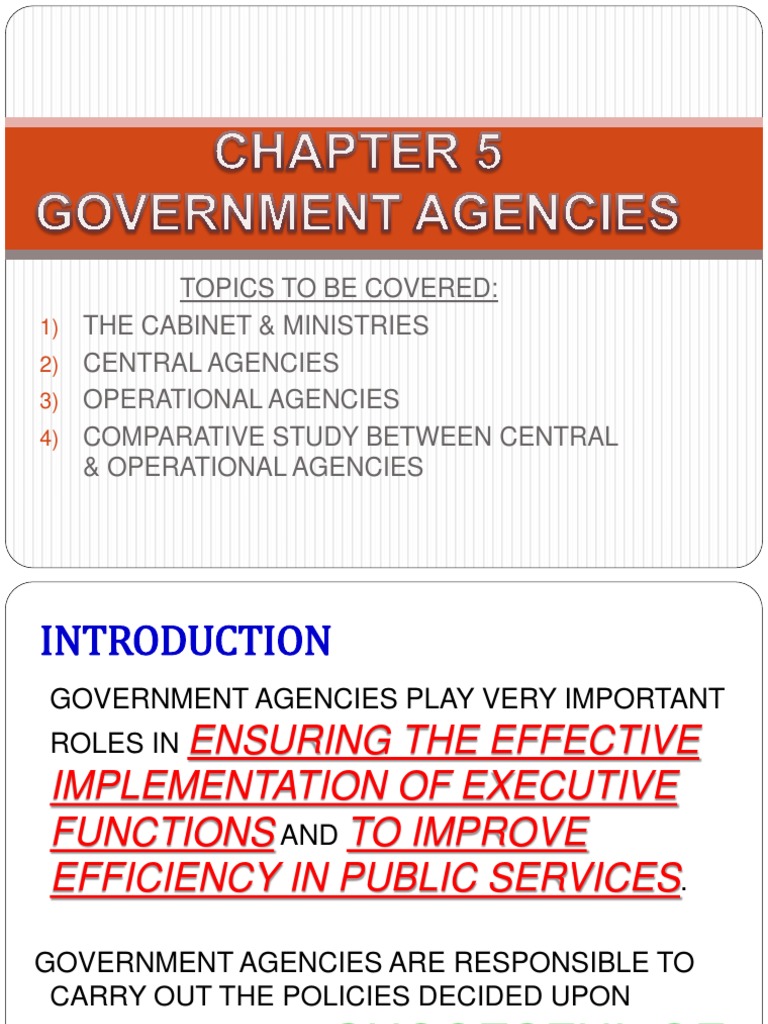 Chapter 5 Government Agencies New | PDF | Government Agencies | Civil ...