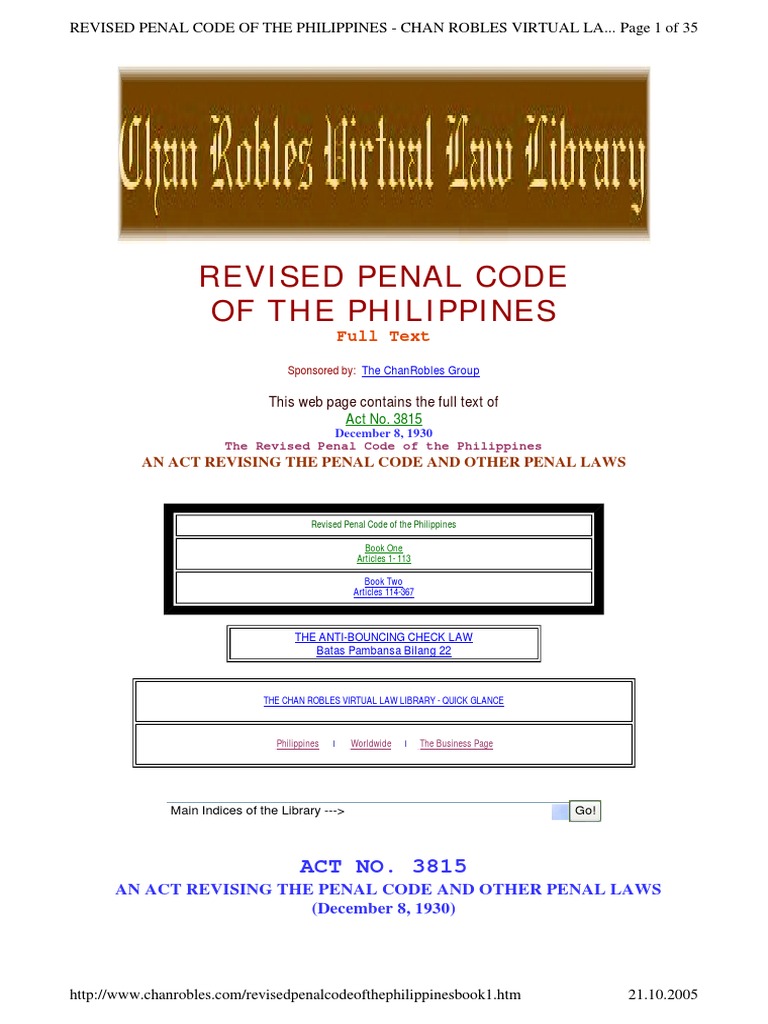 Penal Code - Book 1 - Codal Philippines - en | PDF | Politics | Social ...
