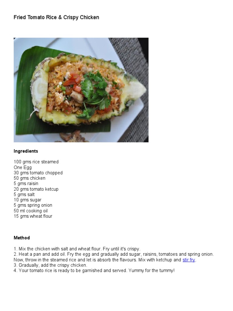 Fried Tomato Rice & Crispy Chicken | PDF