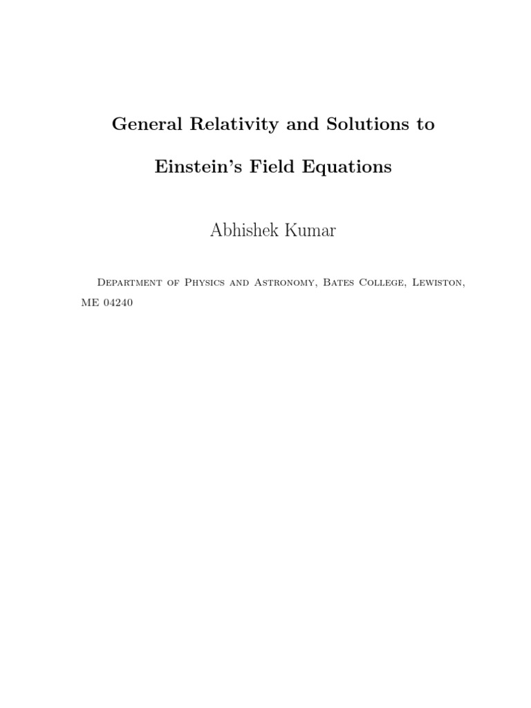 General Relativity and Einstein's Field Equations | PDF | General ...