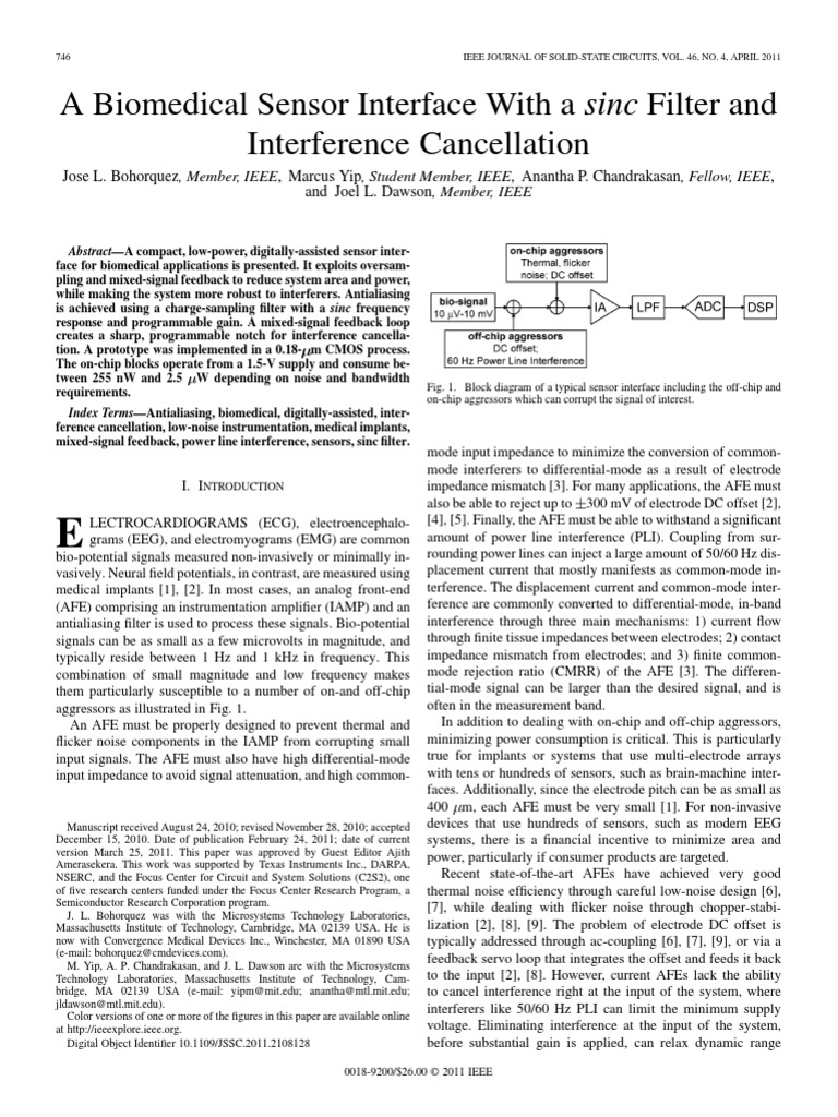 A Biomedical Sensor Interface With A Sinc Filter and | PDF | Analog To ...