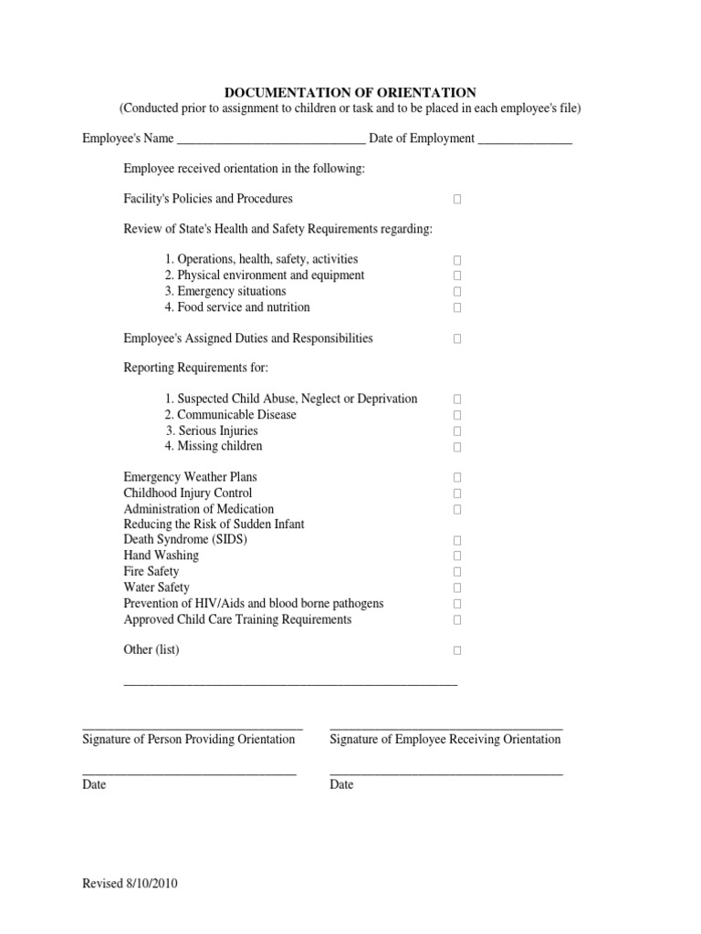 Documentation of Orientation | PDF