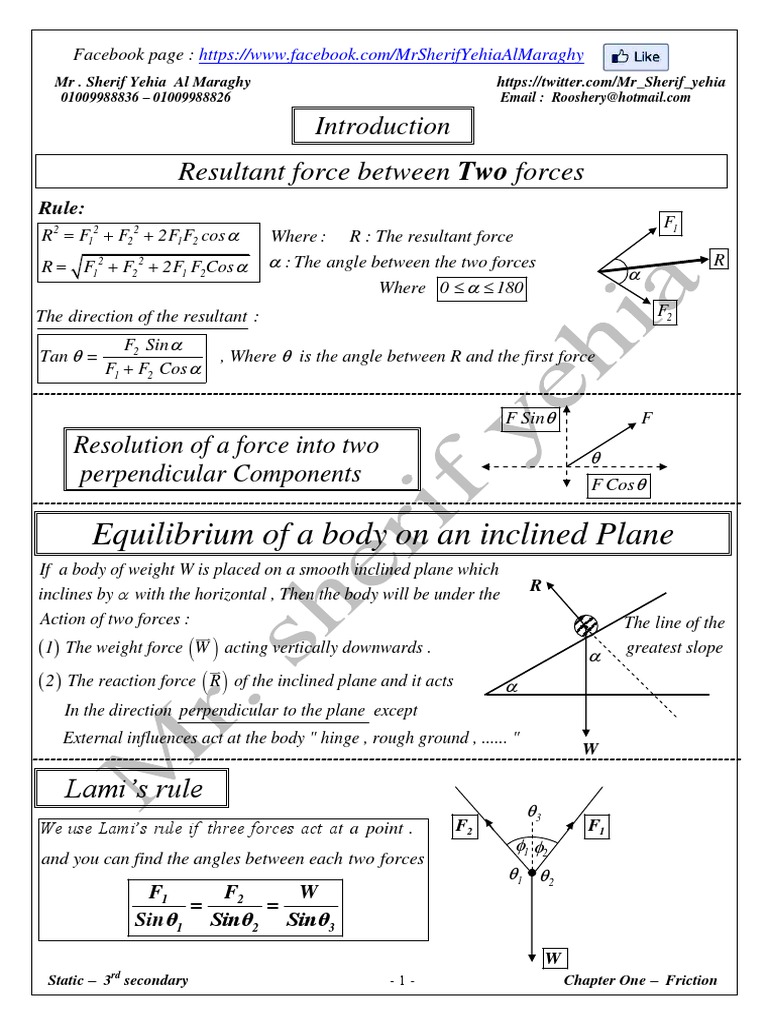 Chapter 1 Friction | PDF | Friction | Force