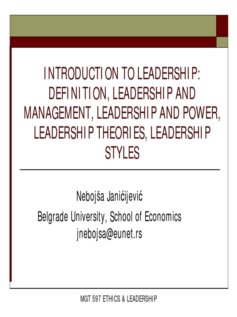 Leadership Introduction | PDF