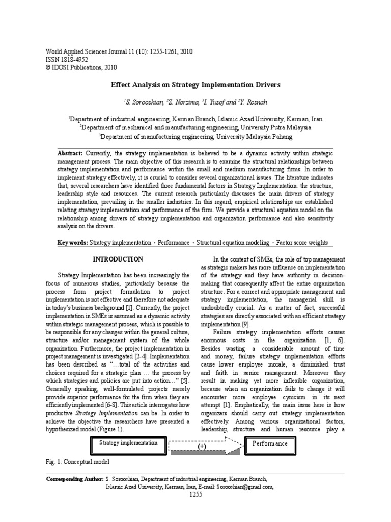 Strategy Implementation Drivers | PDF | Structural Equation Modeling ...