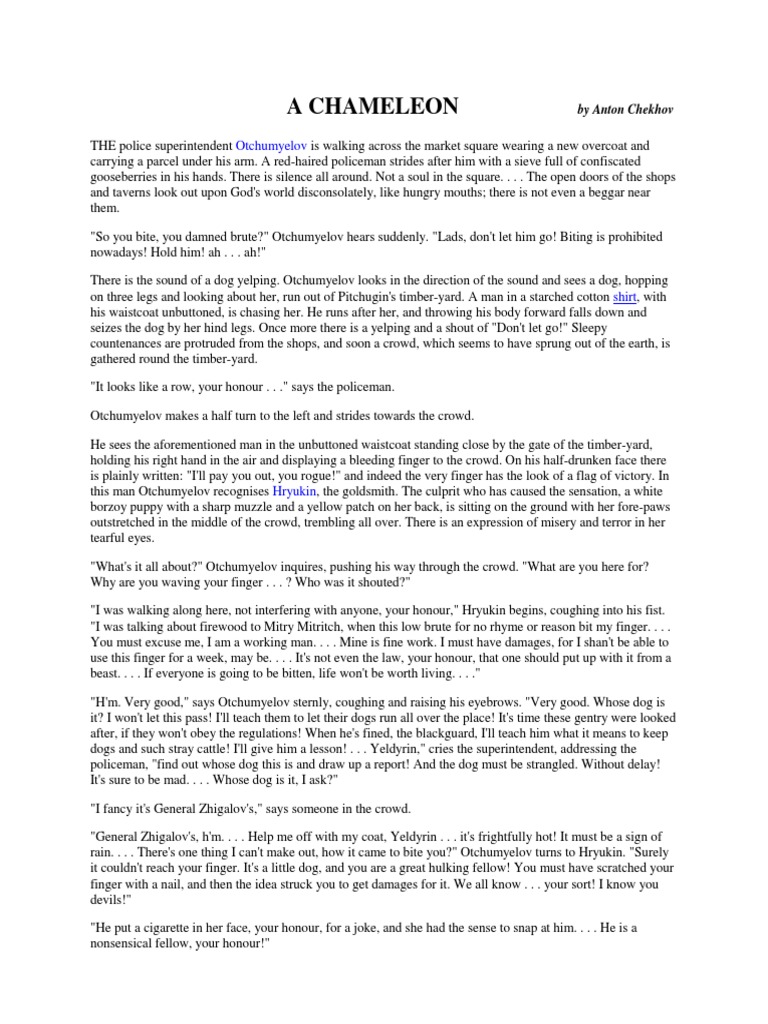 A Chameleon By Anton Chekhov Pdf