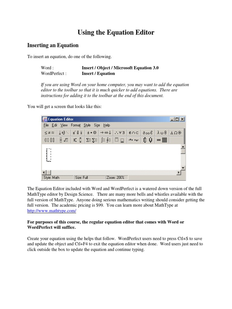 Equation Editor | Download Free PDF | Matrix (Mathematics) | Microsoft Word