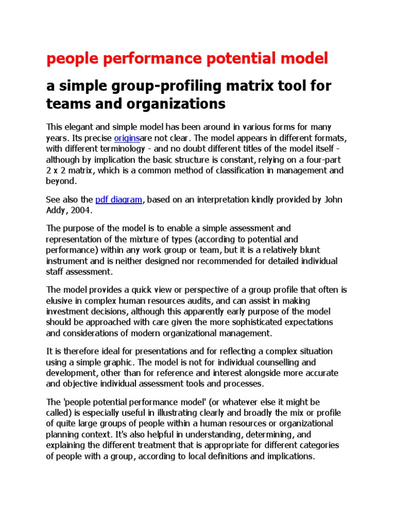 People Performance Potential Model Hav | Download Free PDF | Mentorship ...