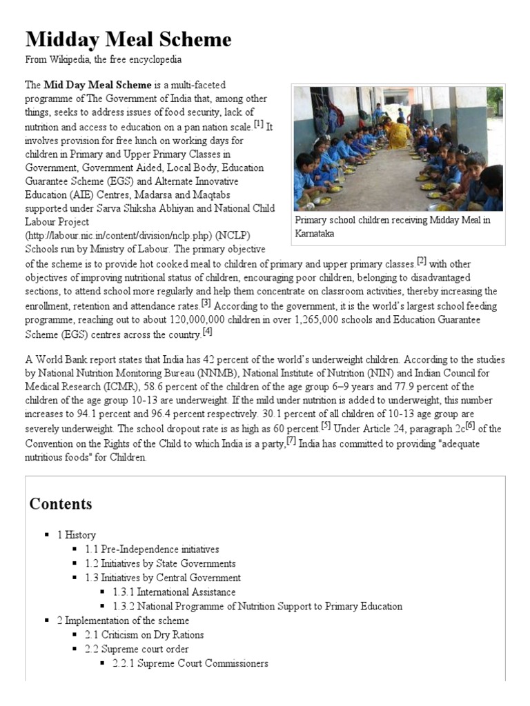 Midday Meal Scheme | PDF | Food And Drink | Foods