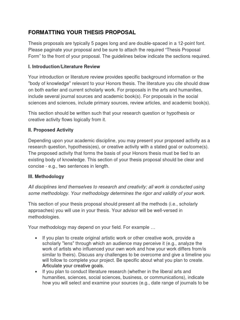 Thesis Proposal Formatting | PDF