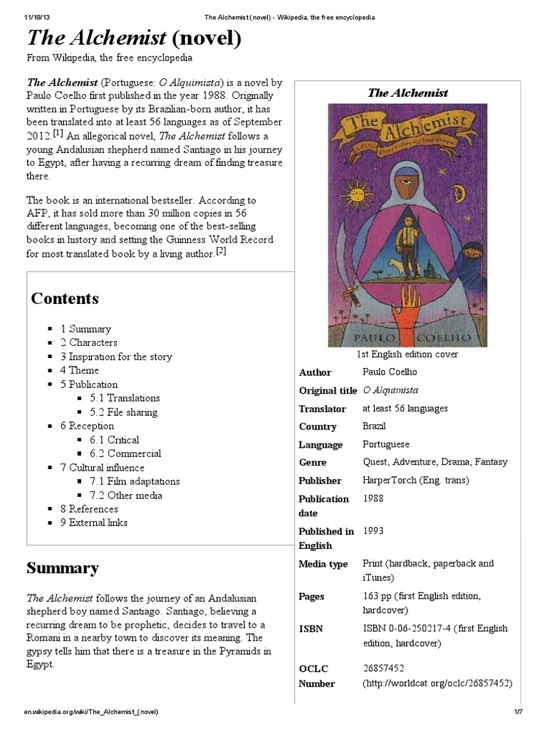 The Alchemist (Novel) - Wikipedia, The Free Encyclopedia | PDF | Books