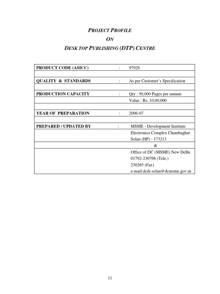 DTP Centre Project Profile Overview | PDF | Printer (Computing ...