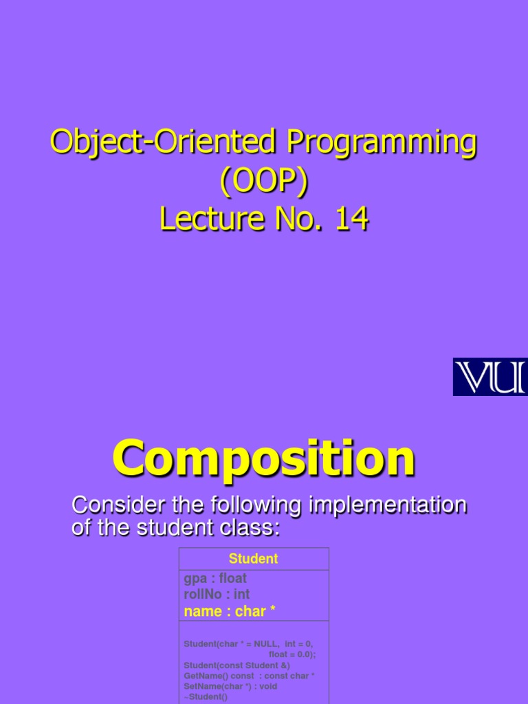 Object Oriented Programming (OOP) - CS304 Power Point Slides Lecture 14 | PDF | Object Oriented ...