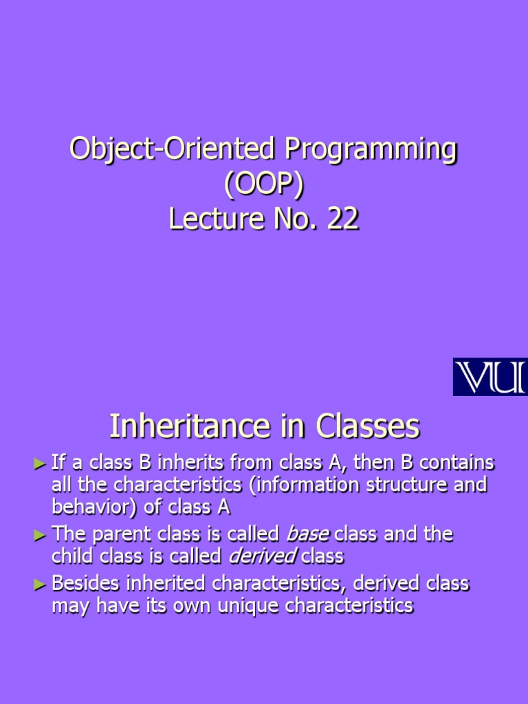 Object Oriented Programming Oop Cs304 Power Point Slides Lecture 22 Pdf Class Computer