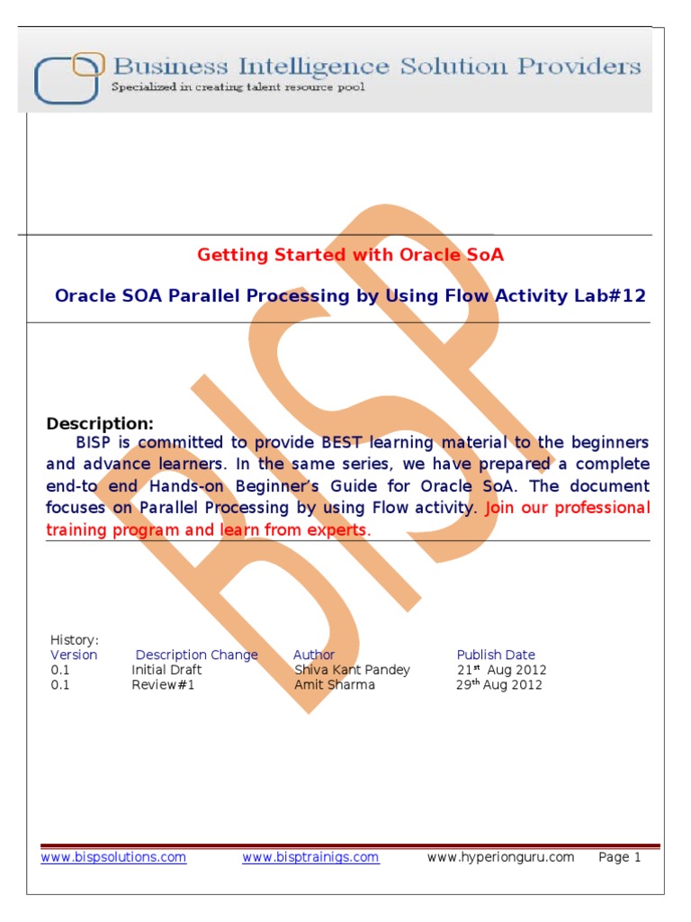 Oracle SOA Parallel Processing by Using Flow Activity Lab#12 | PDF