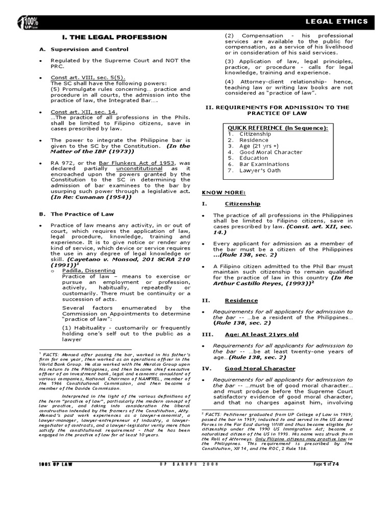 Ateneo Legal Ethics | PDF | Lawyer | Practice Of Law