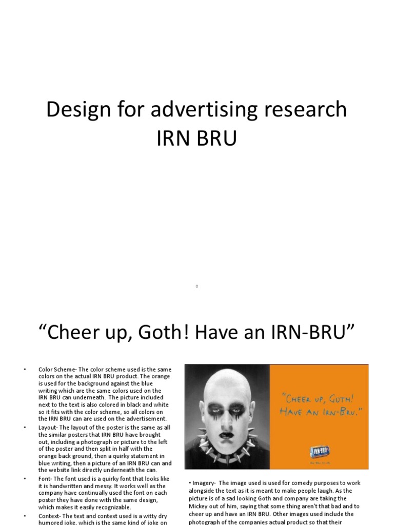 IRN BRU Advertisment Reasearch | PDF | Typefaces | Poster