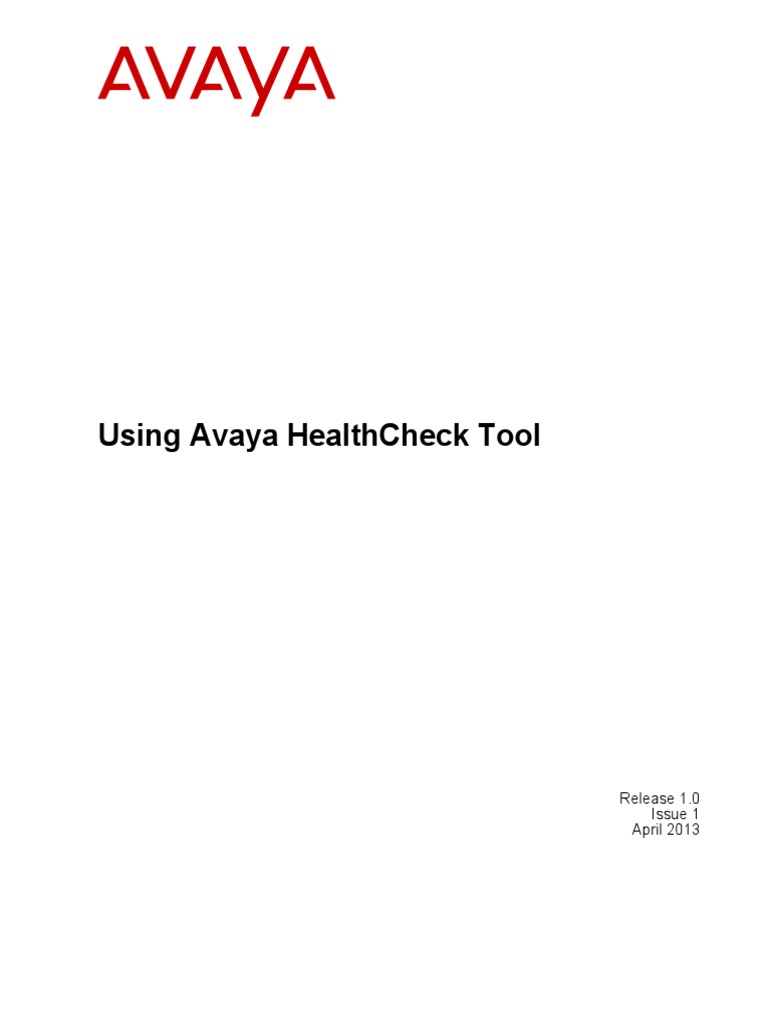 Using Avaya Health Check Tool | PDF | License | Software