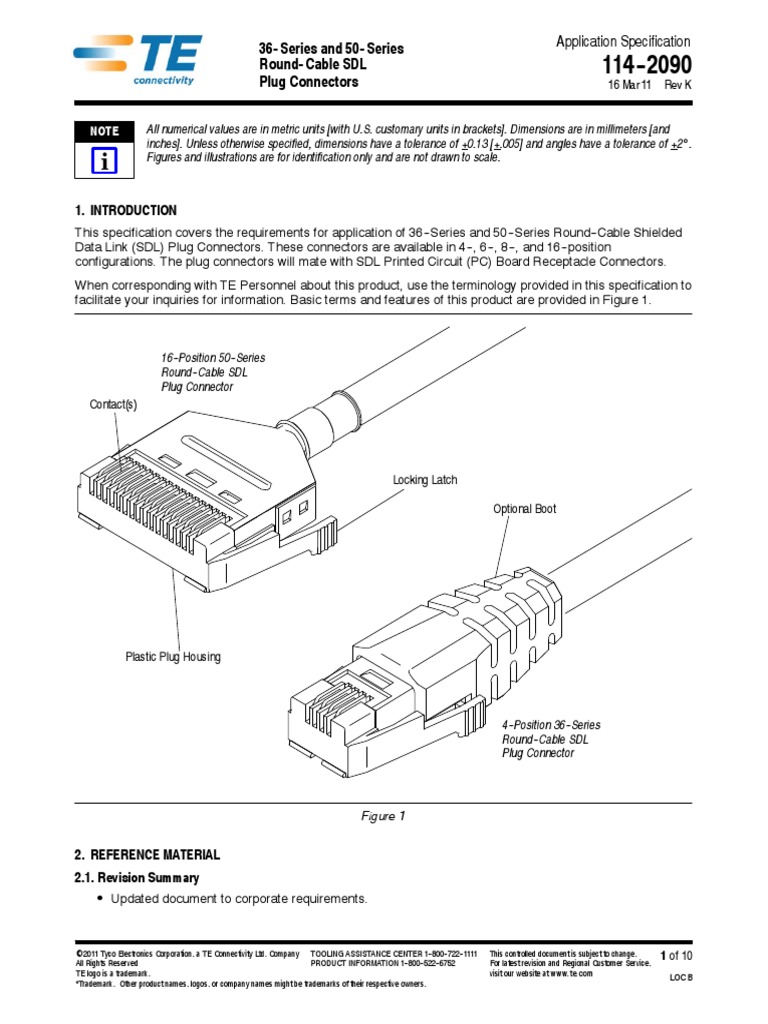 Application Specification: 36-Series and 50 - Series Round - Cable SDL ...