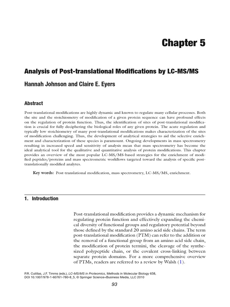 Analysis of Post-Translational Modifications by LC-MSMS | PDF | Tandem ...