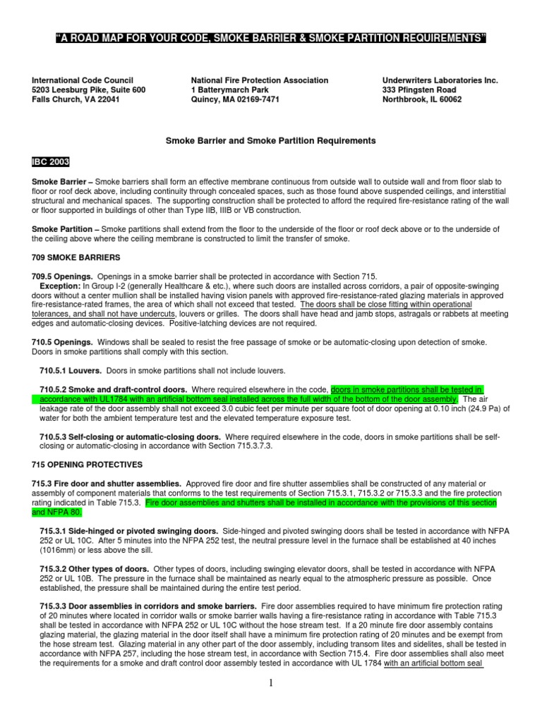 Smoke Barrier and Partition Requirements | PDF | Door | Framing ...