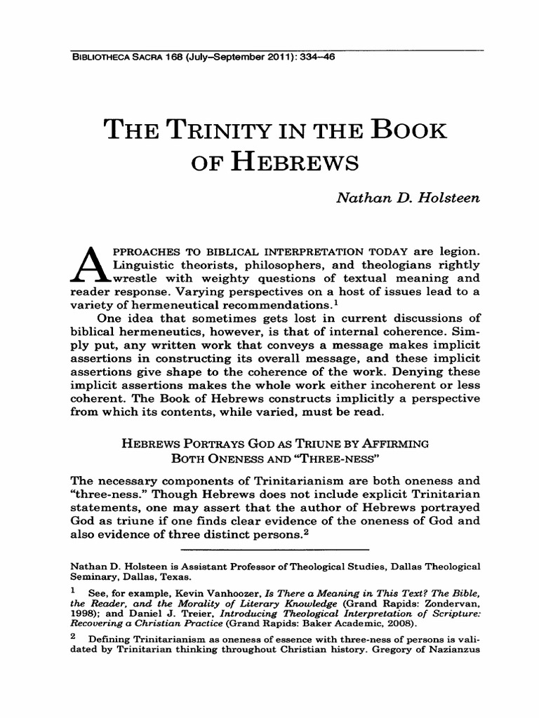 Hebrews and The Trinity | PDF | Trinity | Genesis Creation Narrative