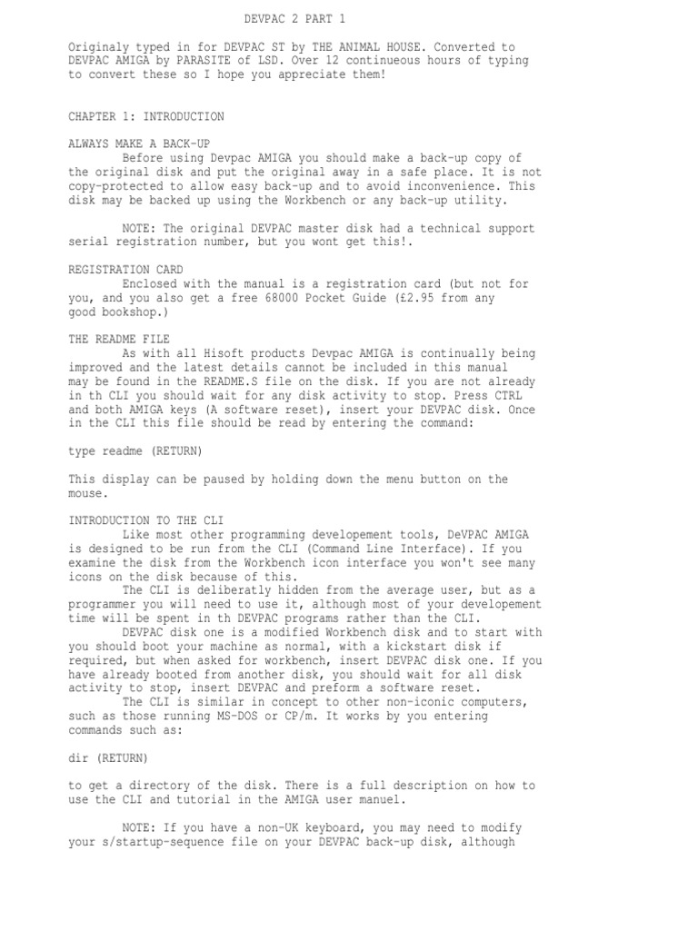 Devpac 2 - Part 1 | PDF | Command Line Interface | Computer File
