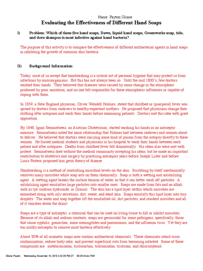 Hand Soap Evaluation Lab | Hand Washing | Microbiology | Free 30-day ...