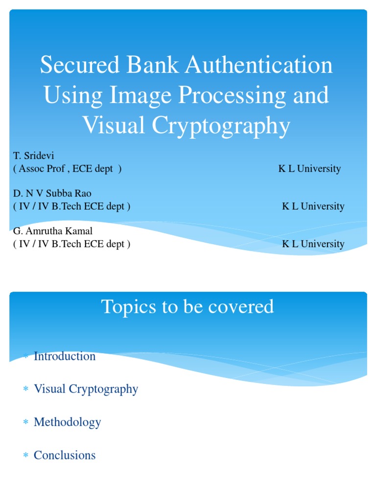 Secure Bank Authentication Using Visual Cryptography and Image Processing Techniques | PDF ...