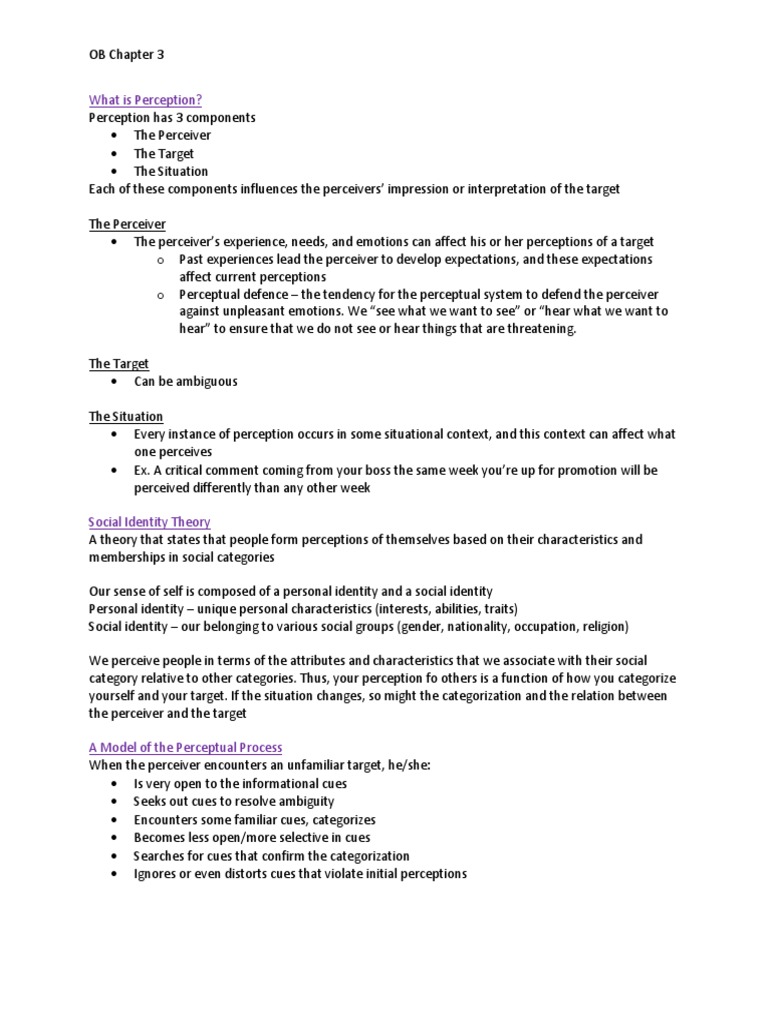 Organizational Behavior Notes | Descargar gratis PDF | Perception ... Organizational Behavior Notes | Descargar gratis PDF | Perception ...