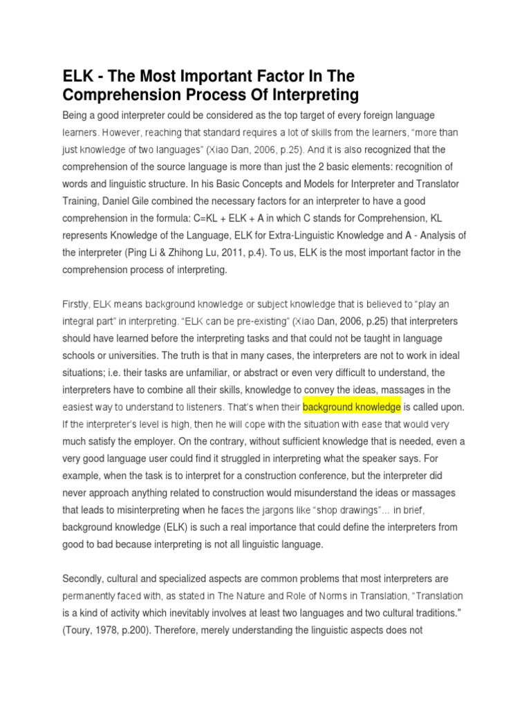 EKL - Extralinguistic Knowledge | PDF | Language Interpretation ...