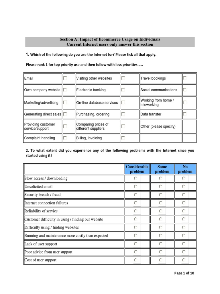 E COMMERCE Survey Question | PDF | E Commerce | Email Spam