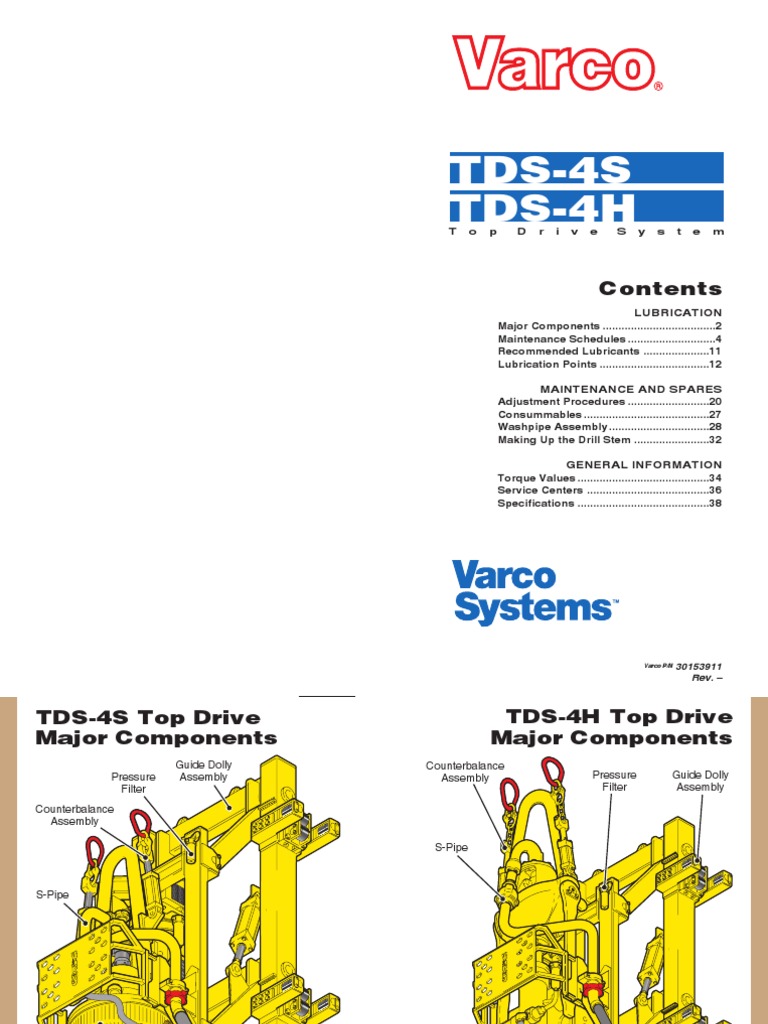 TDS-4S TDS-4H: Varco P/N | PDF | Valve | Bearing (Mechanical)