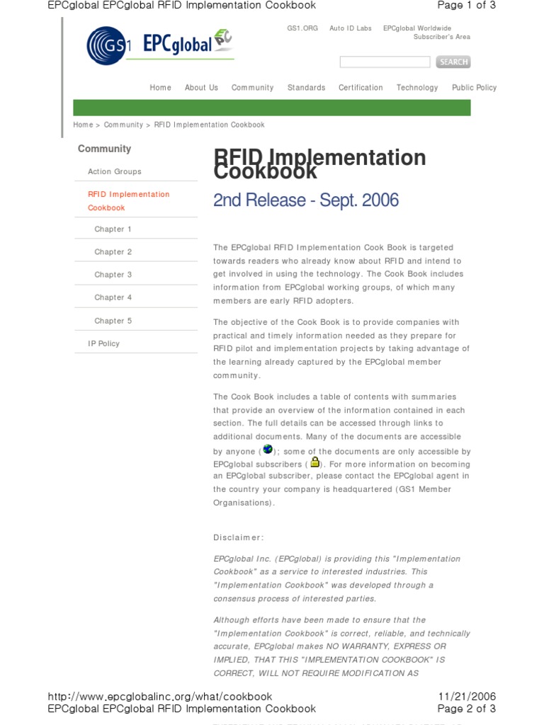 EPCglobal - RFID Implementation Cookbook | PDF | Radio Frequency Identification | Performance ...