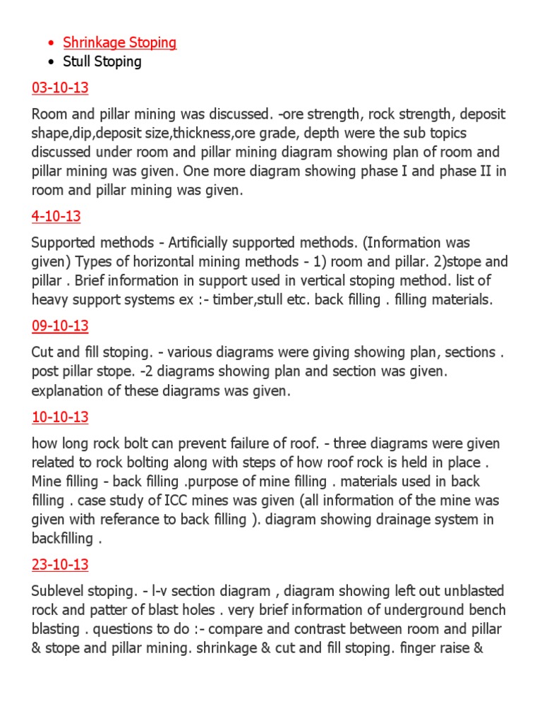 Shrinkage Stoping | PDF | Industries | Economic Geology