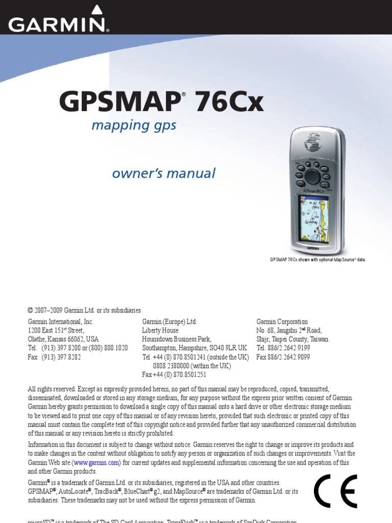 Gpsmap 76Cx: Mapping Gps Owner's Manual | PDF | Menu (Computing) | Compass