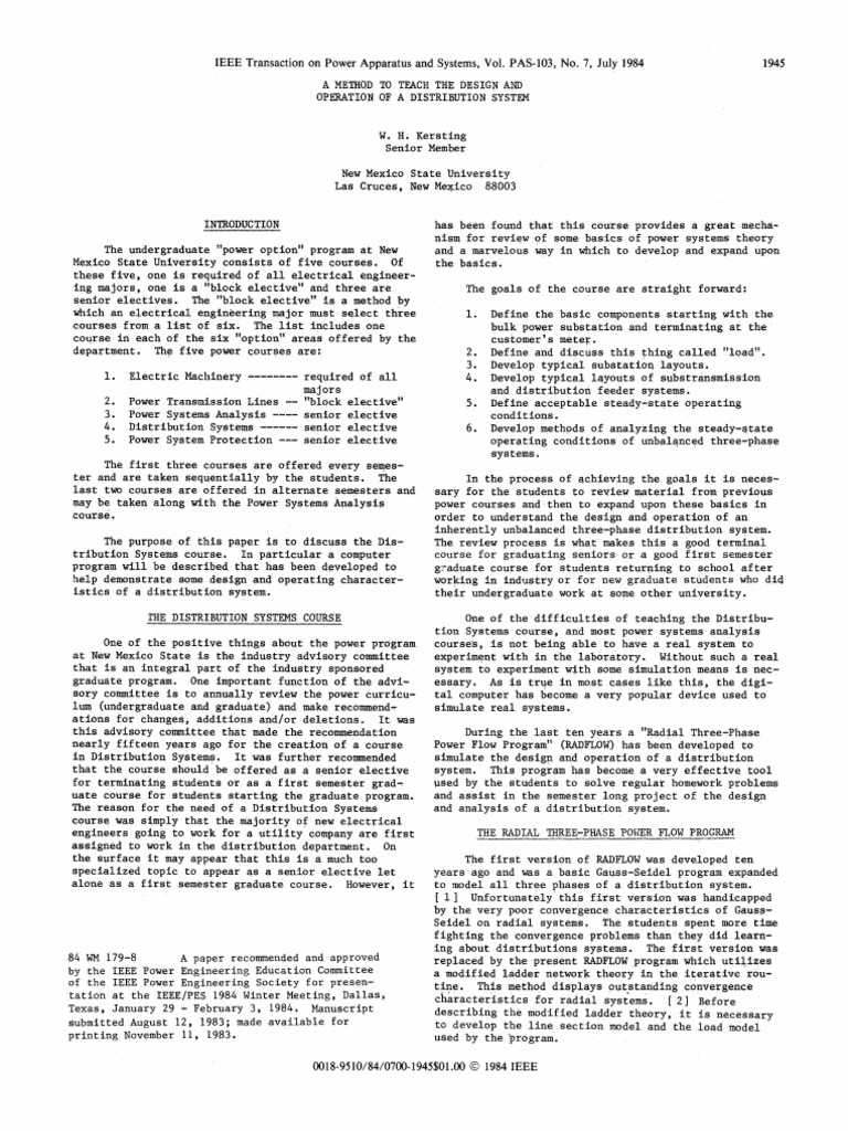 A Method To Teach The Design and Operation QF A Distribution System ...