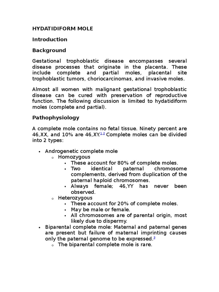 CP Hydatidiform Mole | PDF | Women's Health | Medicine