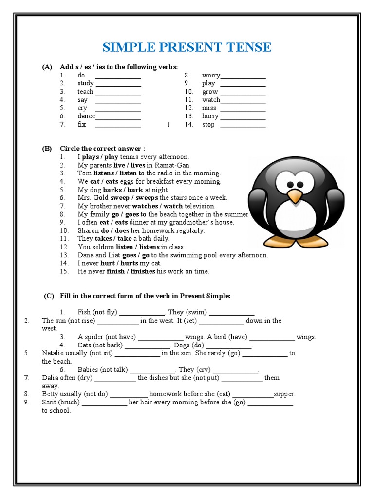 Ejercicios Simple Present | PDF