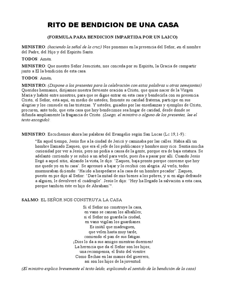 Rito de Bendicion de Una Casa | PDF | Oración Cristiana | orador del Señor