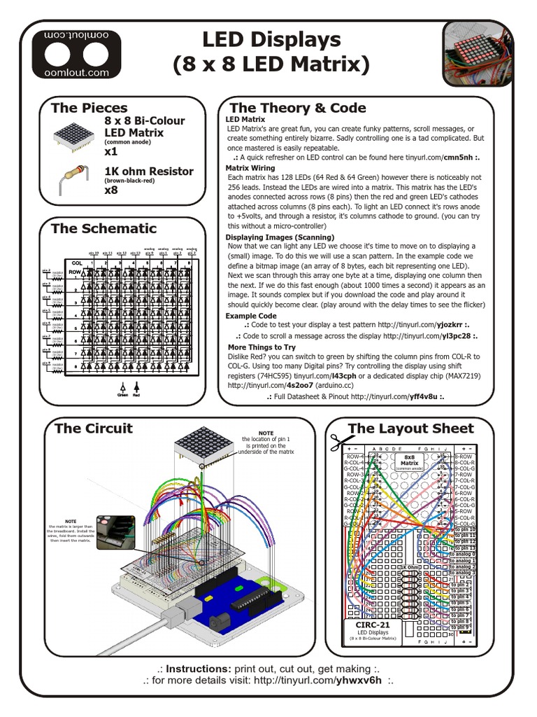 8x8 Led Guide | PDF | Light Emitting Diode | Matrix (Mathematics)