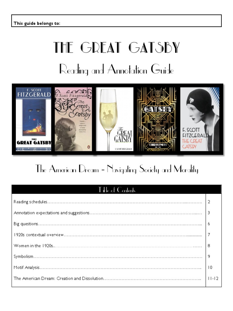 Gatsby Annotation Guide 2013 | The Great Gatsby | Fiction & Literature