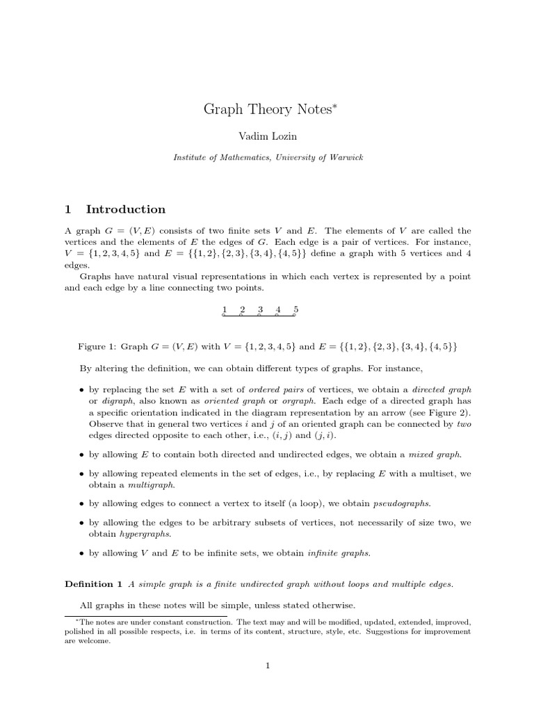 Graph Theory Notes | PDF | Vertex (Graph Theory) | Theoretical Computer ...