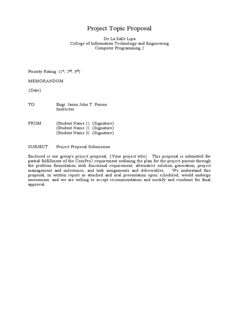 ComPro2 Project Proposal Format | PDF | Project Management | Cognition